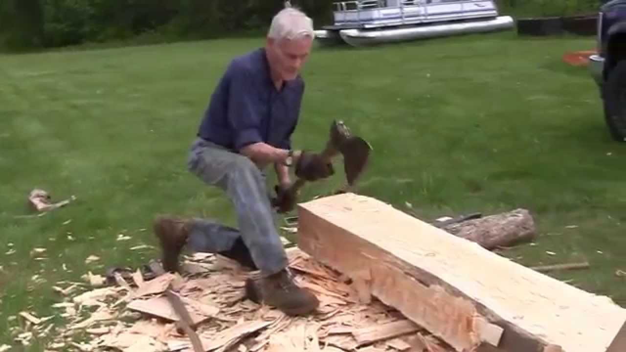 Hand Hewing a log with John Foreman. - YouTube