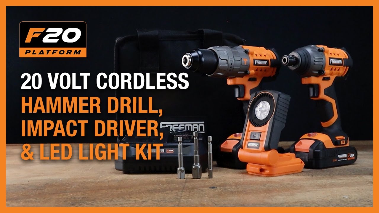 F20 PLATFORM Cordless Hammer Drill, Impact Driver, and LED Light Kit ...