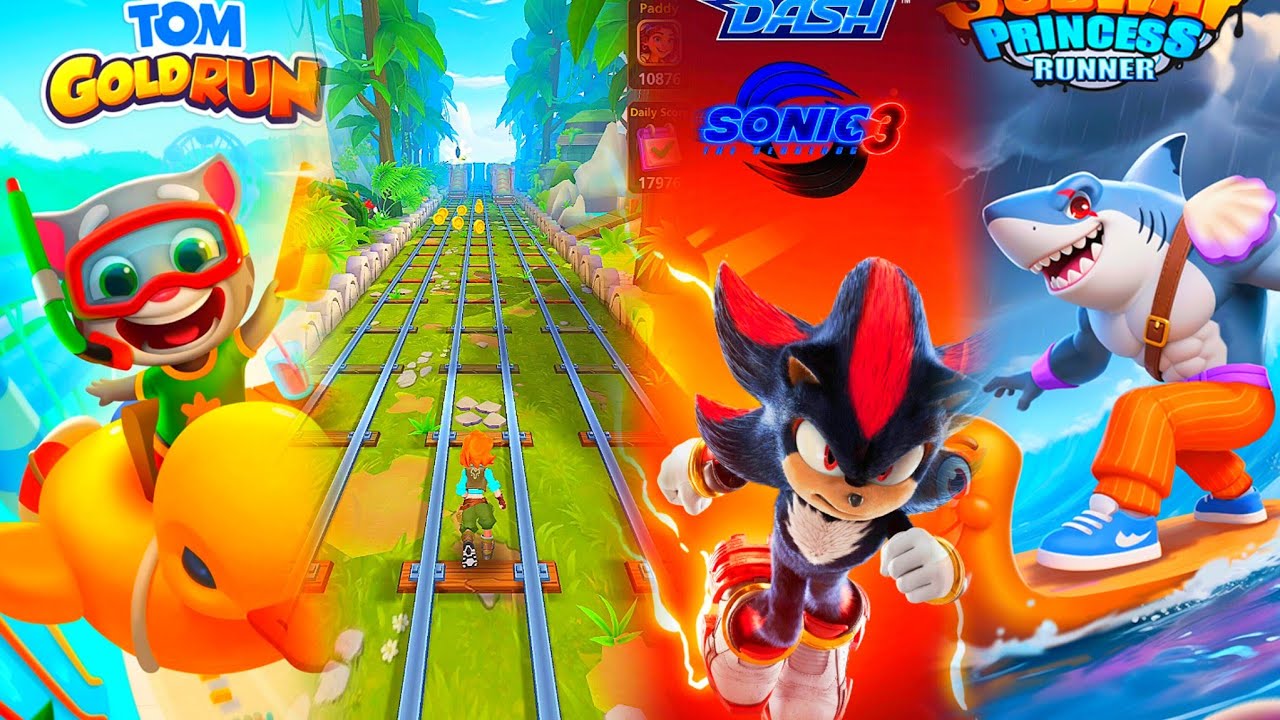 Talking Tom Gold Run 🆚 Runner Escape 🆚 Sonic Dash 🆚 Subway Princess Runner - YouTube
