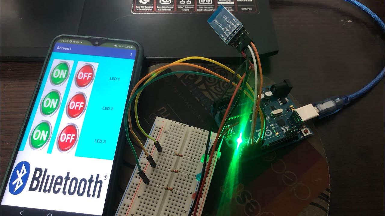 PROGRAMACIÓN DE 3 LEDS (ENCENDIDO Y APAGADO) CON BLUETOOTH HC-05, APP ...