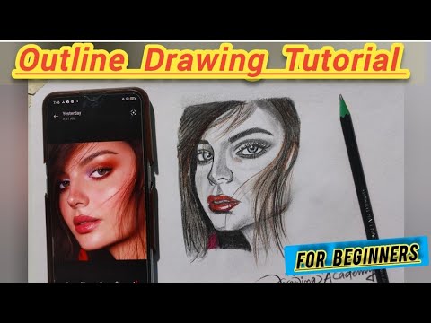 portrait out line Drawing Tutorial//How to draw perfect Face outline ...