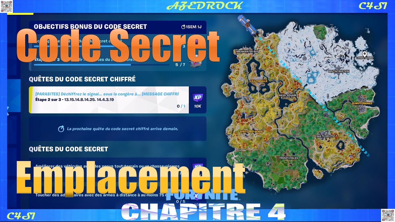 13.15.14.8.14.25. 14.4.3.19 Fortnite, Emplacement, Code Secret Chiffré ...