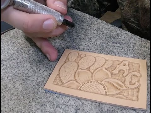 Tooling a leather hat patch - YouTube