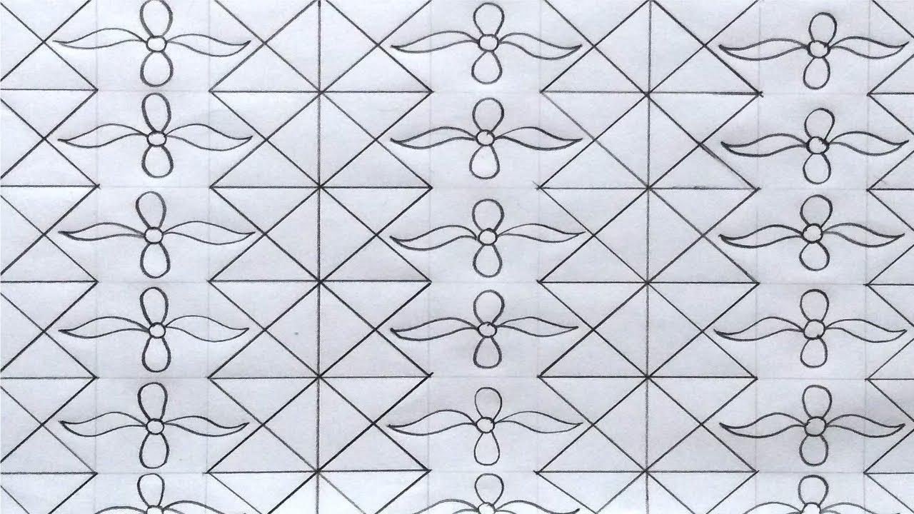 Simple Nakshi kantha design-132,How to draw Nokshi katha ,নকশী কাথার ...