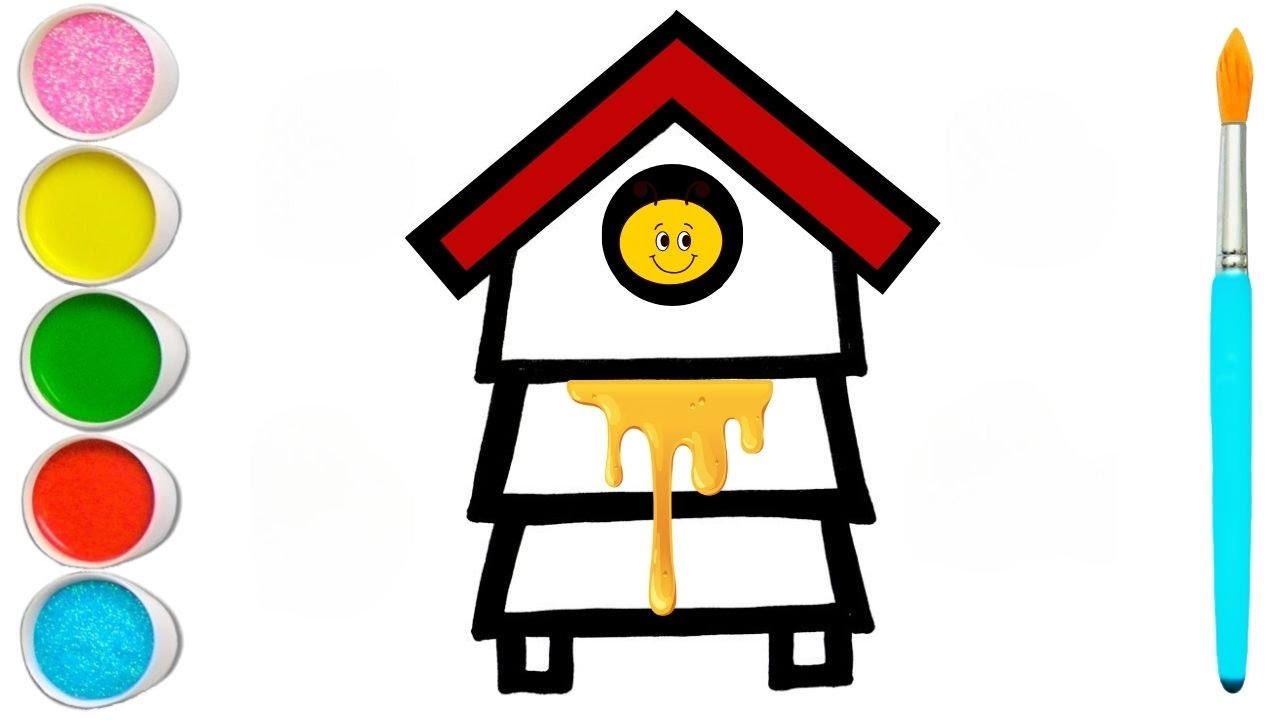 How to draw and color a bee house 🏡 | Drawing, painting and coloring ...