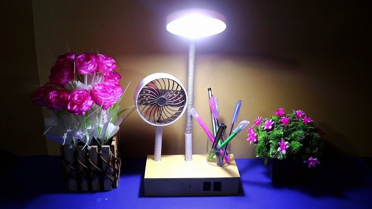 Table Lamp with Fan Make at home | Student Study Table Lamp with Fan ...