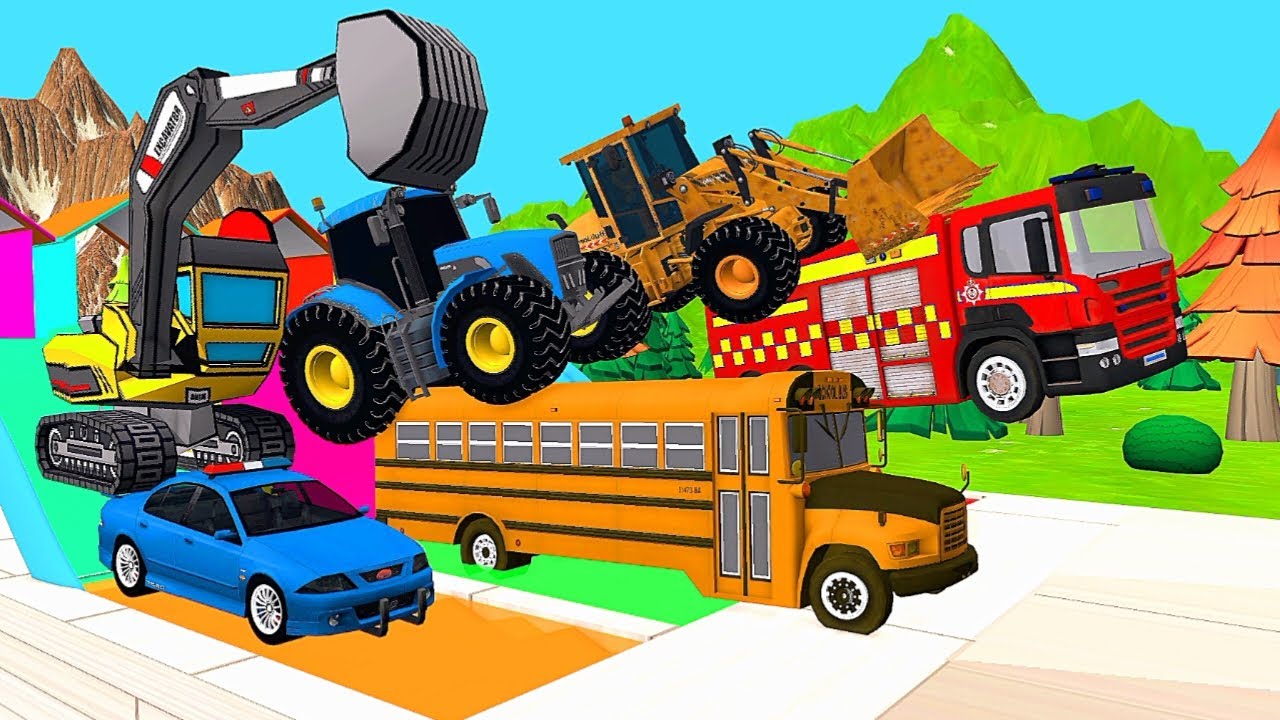 JCB Tractor Excavator Transformed to Street Vehicle Police car ...
