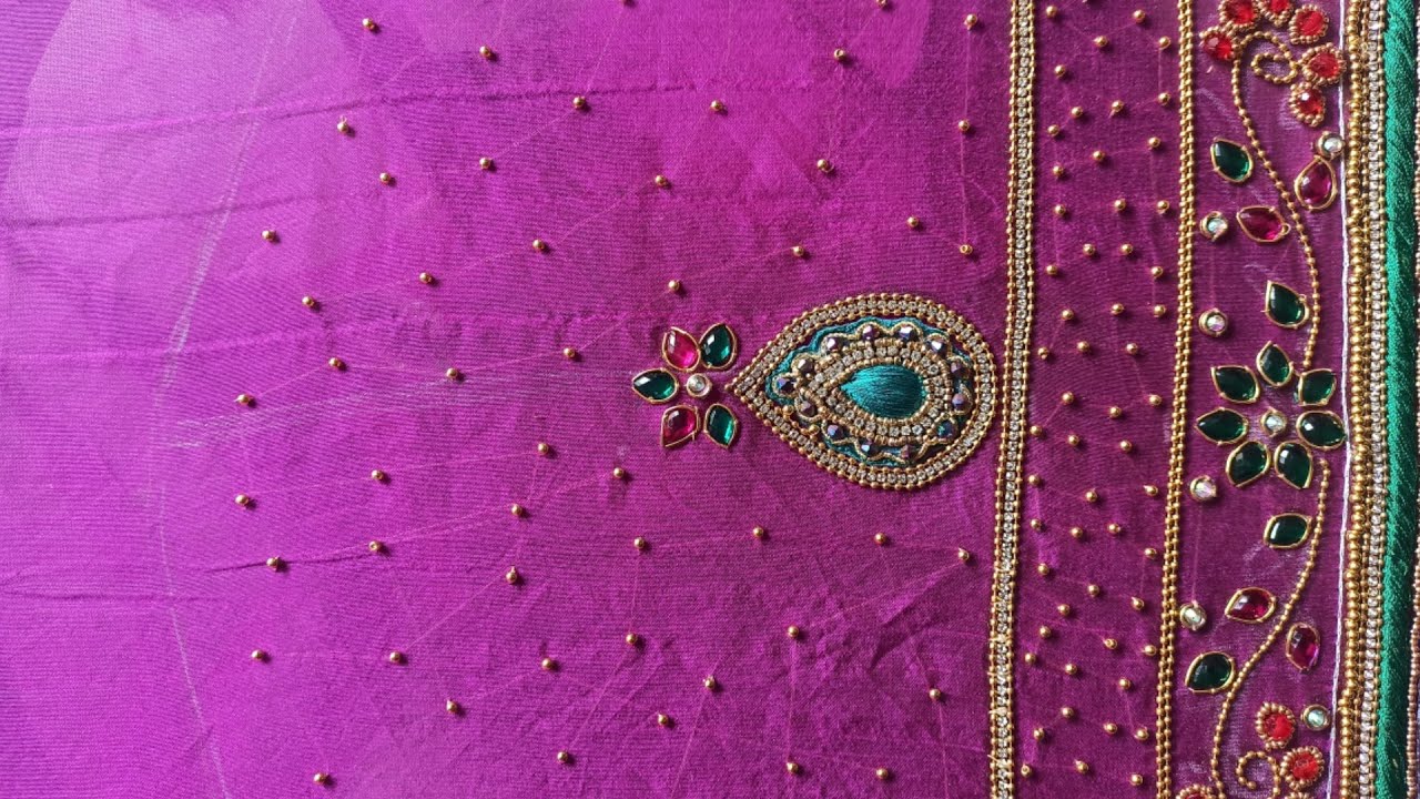 Maggam work / Ari work design || complete process of maggam work design ...