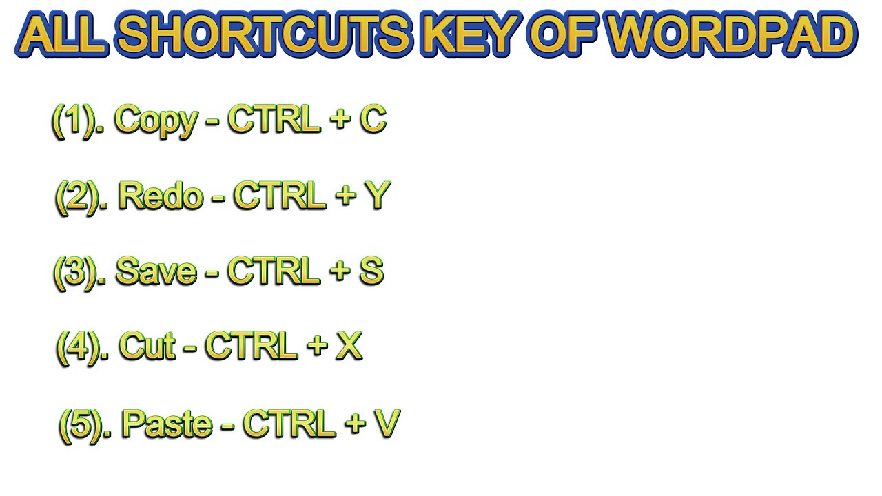 वर्डपैड पूर्ण शॉर्टकट एक वीडियो में || Wordpad full shortcut in one ...