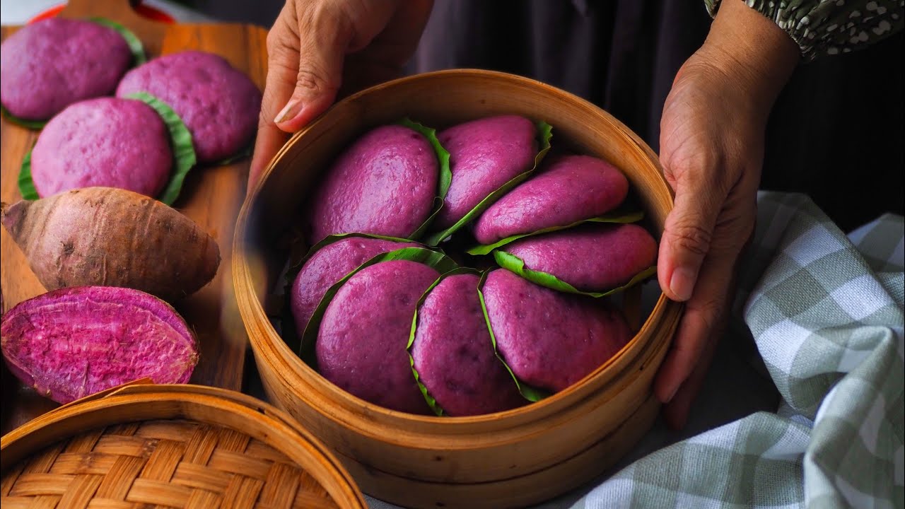 Purple Sweet Potato Steamed Rice Cake | Hakka Hee Pan | Plant Based ...