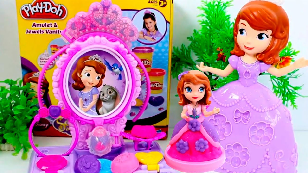 Sofia The First Play Doh Amulet & Jewels Vanity Set Toy Review - YouTube