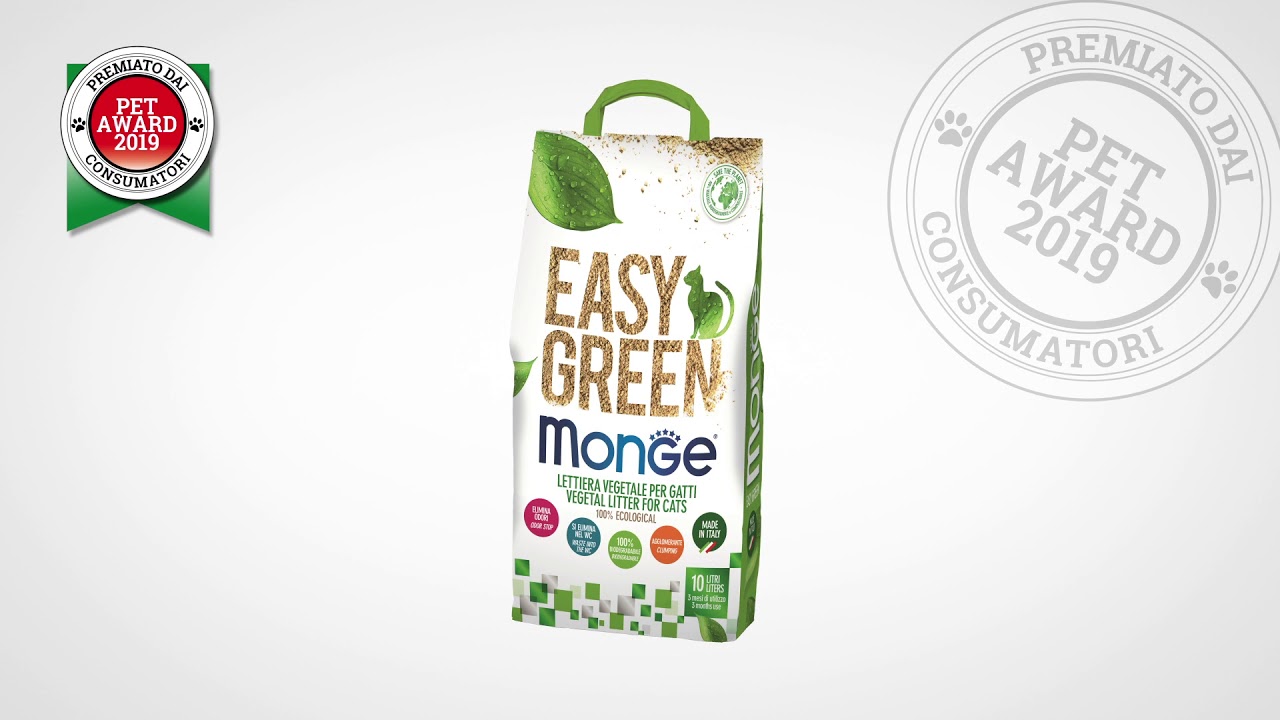 Lettiera vegetale per gatti Easy Green Monge - YouTube