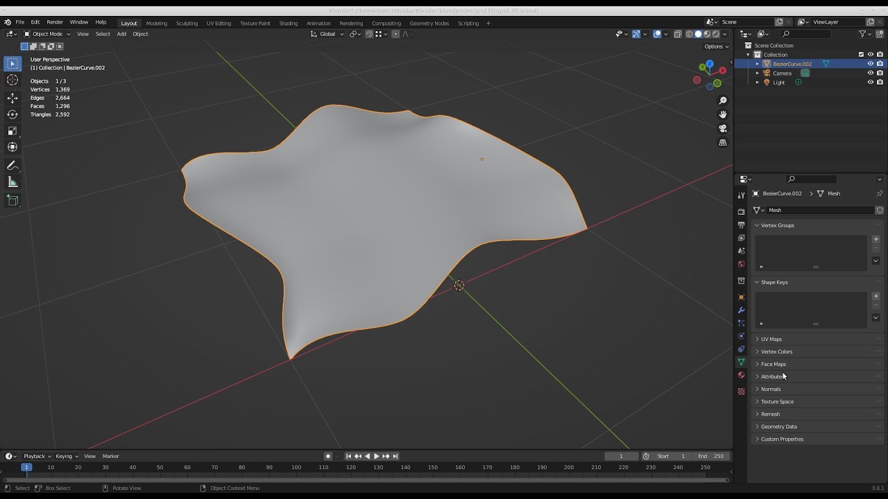 Modeling a surface in blender using curves and grid fill - YouTube