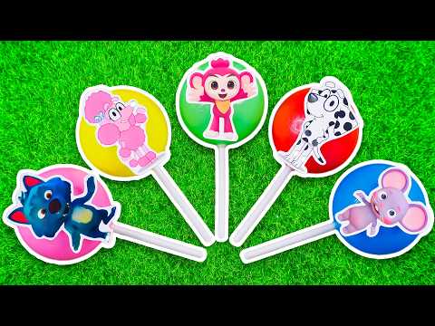 Satisfying Videos Some Lot's of BIG Candy Shop lollipops Rainbow Bluey Cocomelon Hogi Pinkfong