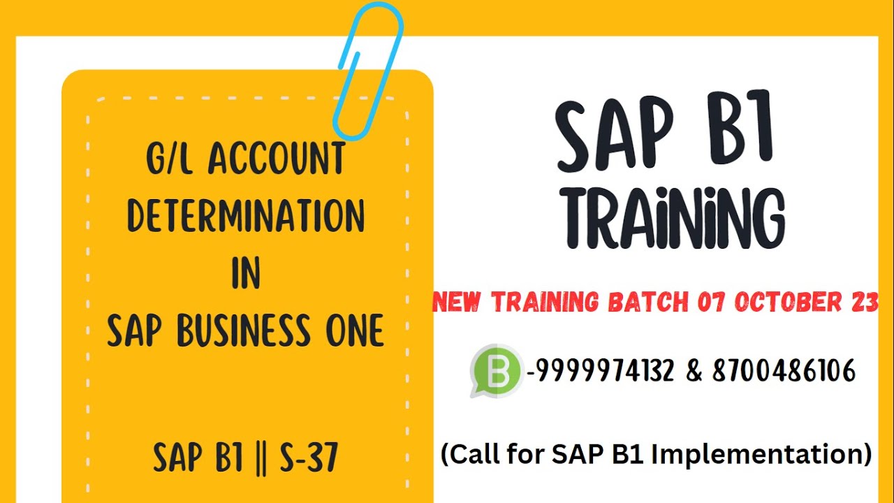 G/L Account Determination in SAP Business One || S-37 - YouTube