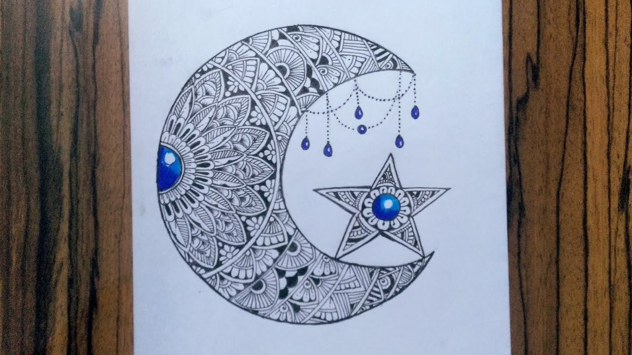 mandala pattern for beginners easy / moon mandala pattern / moon mandala art for beginners - YouTube