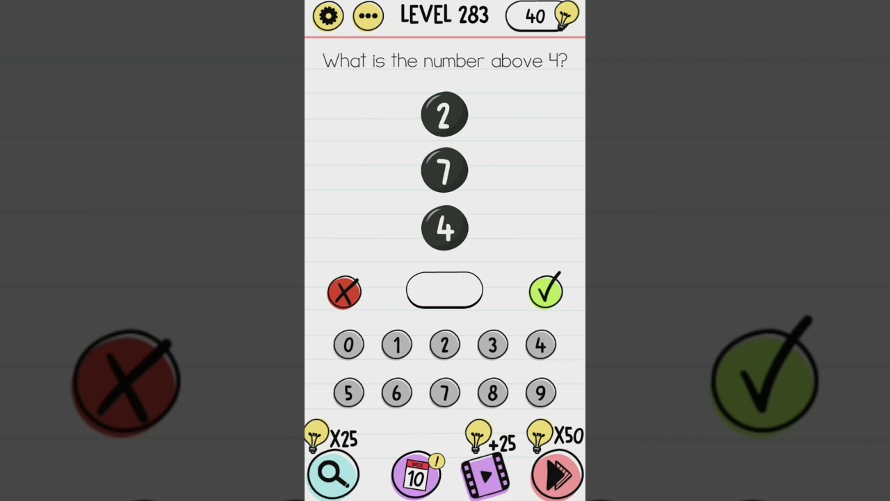 Brain test level 283 What is number above 4 - YouTube