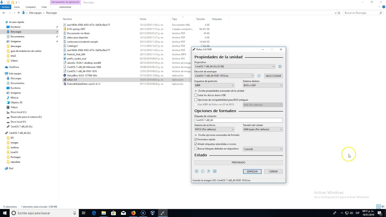 Transferir imagen ISO de Centos 7 a USB - YouTube