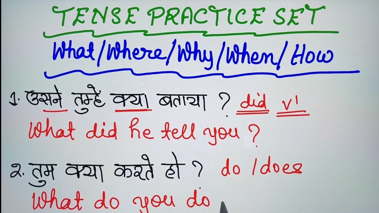 Tense in English Grammar/Interrogative Sentences/Tense Practice Set ...