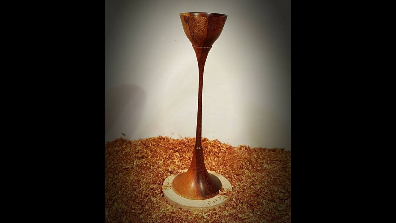 Wood Turning - A thin un-spiralled stemmed Goblet ;) - YouTube