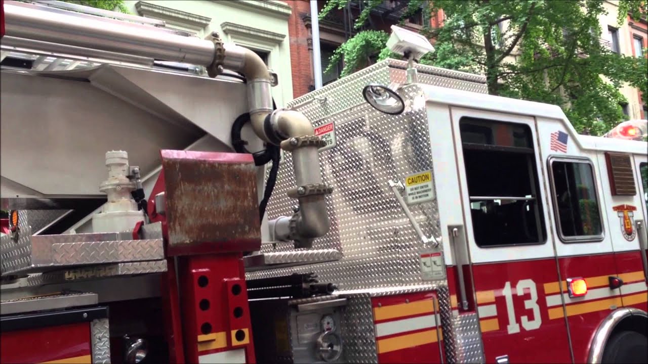 FDNY ENGINE 22 & FDNY TOWER LADDER 13 ON SCENE OF AT E. 91ST ...
