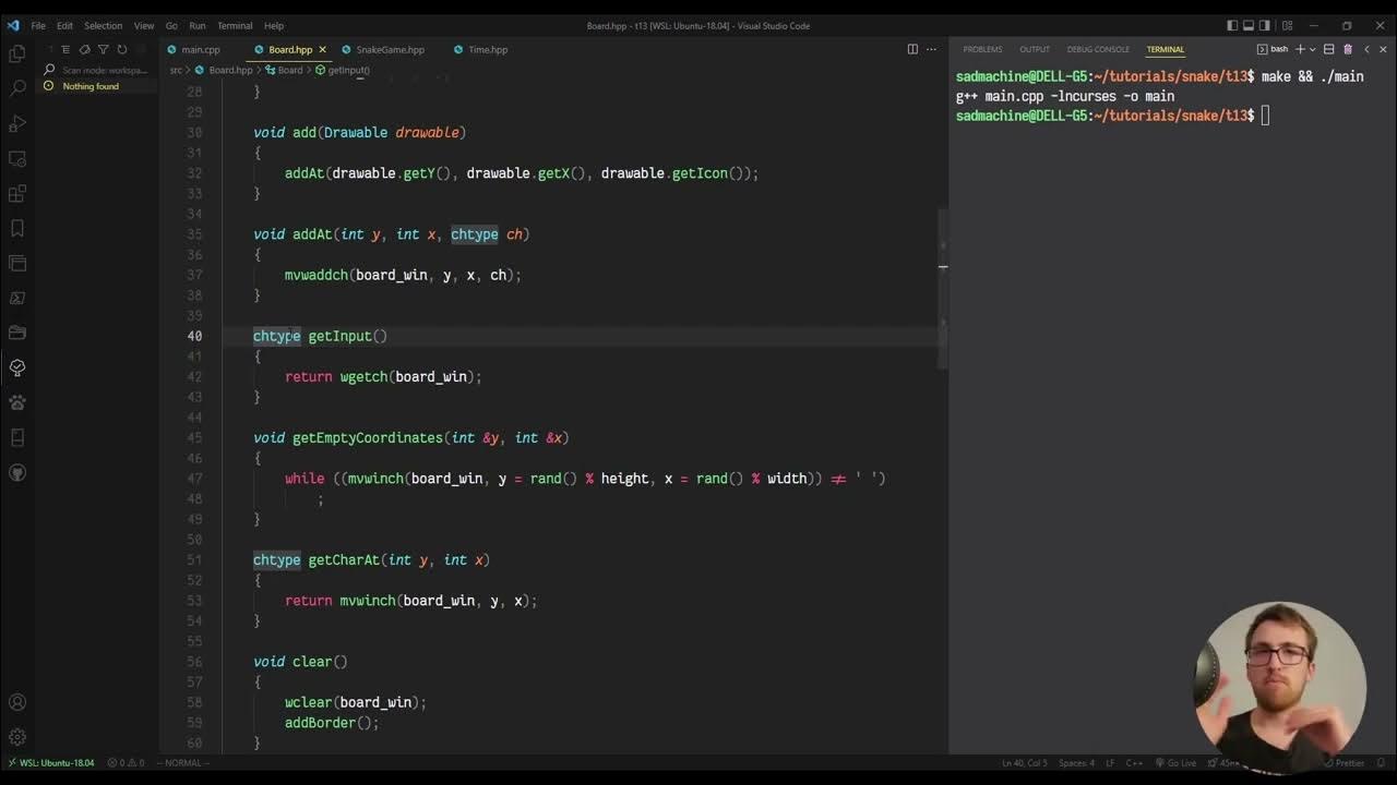 Making Snake in Ncurses - Tutorial 13 - Fixed Turn Length - YouTube