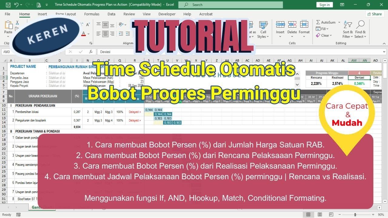 CARA MEMBUAT TIME SCHEDULE OTOMATIS Bobot Progress Perminggu #3 ...