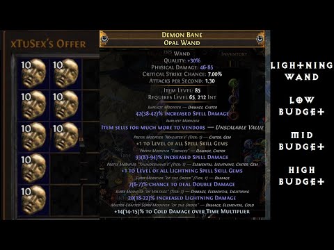 POE: 3 Minute Guide to Crafting Lightning Wands (up to 80 Div) (🟦 ...
