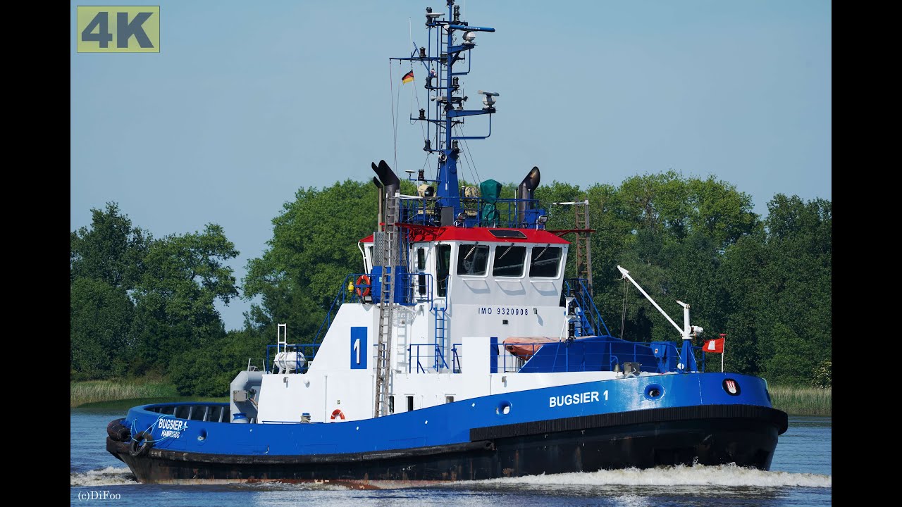 BUGSIER 1 - Shipspotting Germany 🇩🇪 IMO 9320908 - River Weser near City Oberhammelwarden - 4K ...