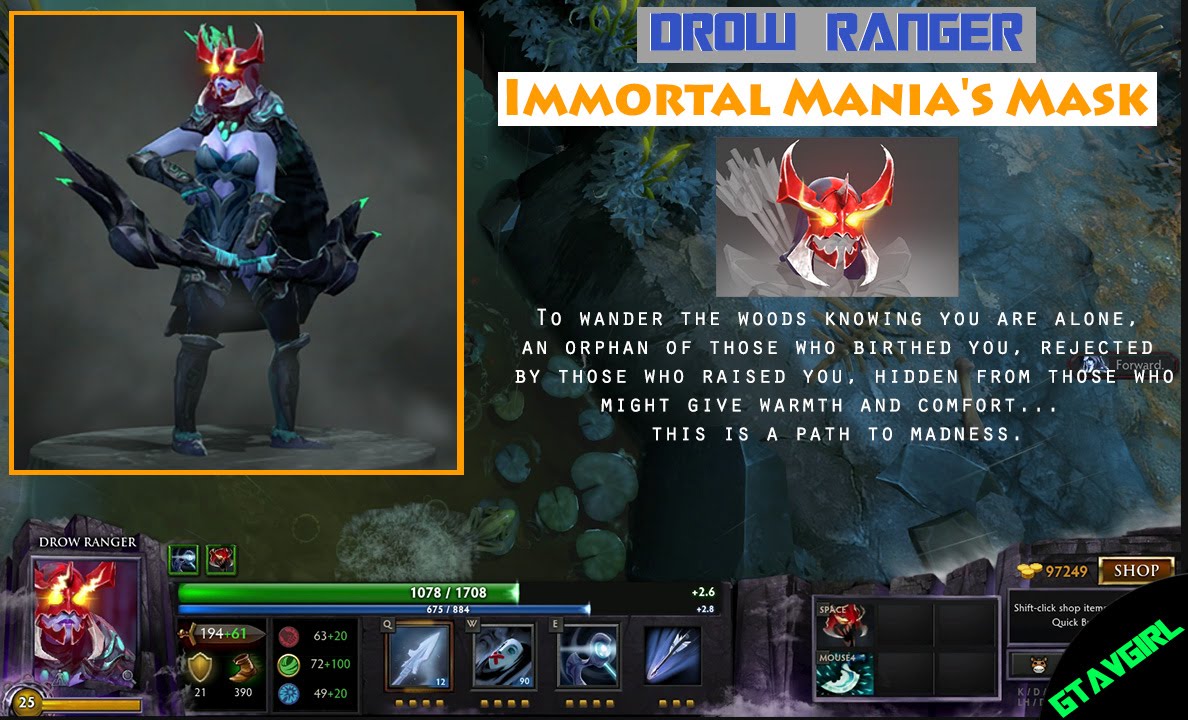[DOTA 2] Drow Ranger - Immortal Mania's Mask - In-Game Preview - YouTube