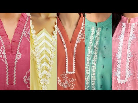 25+Very beautiful neck designing ideas with lace | Neck designs 2024 ...