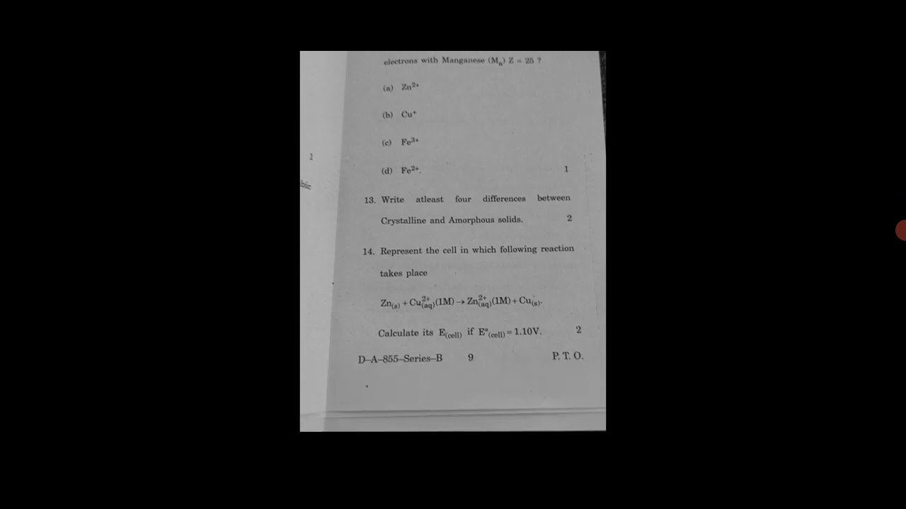 H.P board class 12th Chemistry Question Paper March 2024 - YouTube