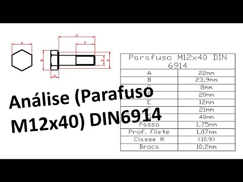 Análise Parafuso M12 x 40 (DIN 6914) - YouTube