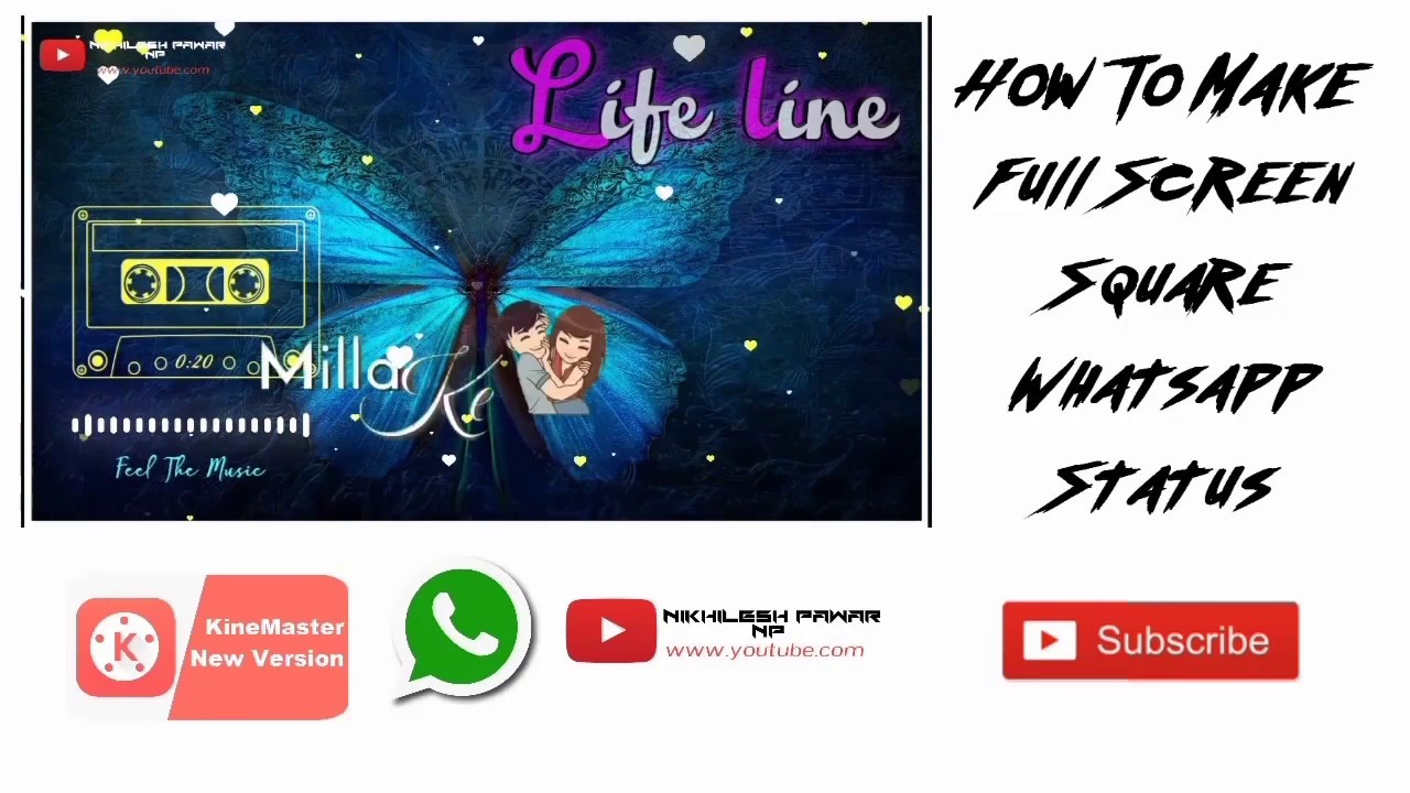 How to Create full Screen whatsapp status । Kinemaster Sqaure Size ...