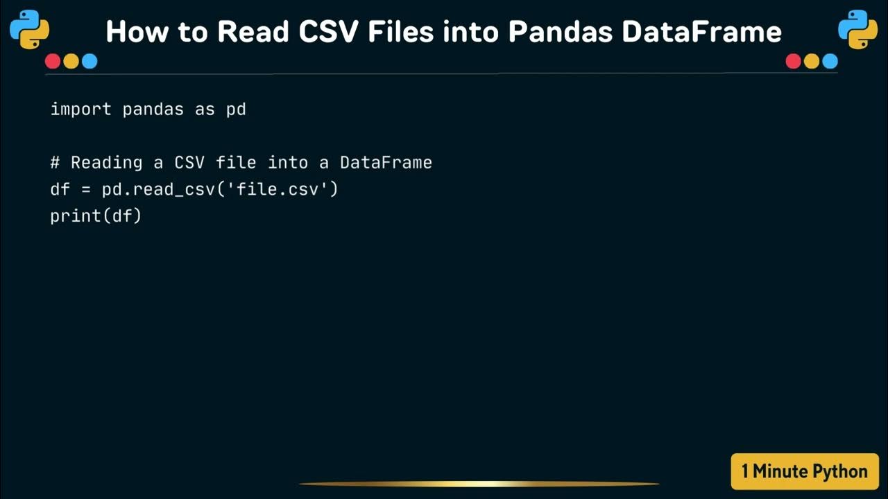How To Read Csv Files Into Pandas Dataframe Youtube
