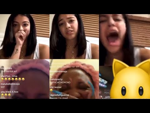 Lovely peaches shows her 🐱 on live to Malu trevejo | FULL LIVE