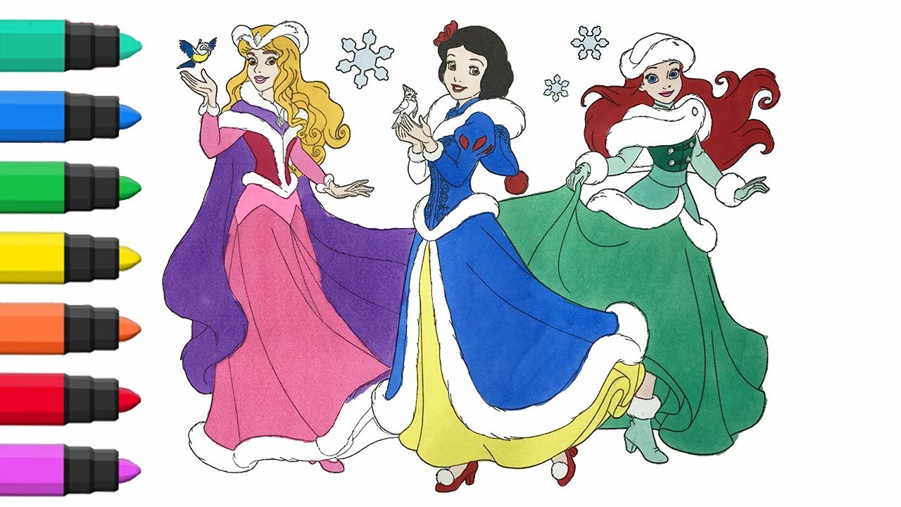 Disney Princess Winter Clothes - Coloring Book Compilation For Kids ...