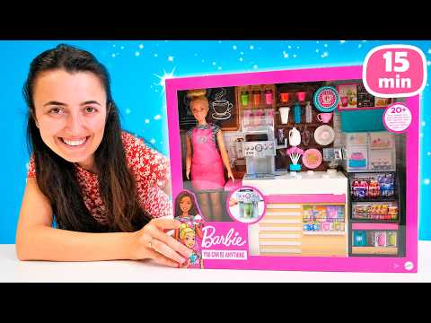Sevcan Barbie Kahve Dükkanı setini açıyor! Çocuklar için.