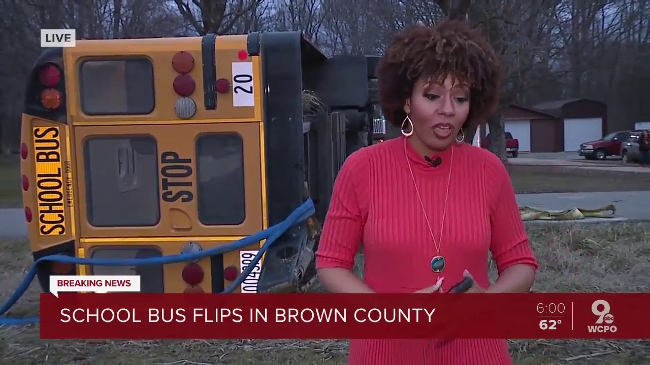 School bus flips in Brown County - YouTube