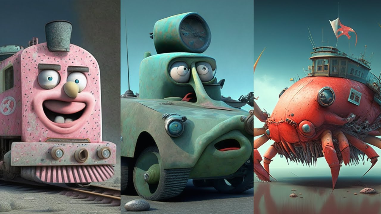 🔥Spongebob Squarepants But Train, Cars, Ship Like It Mr Crab Patrick ...