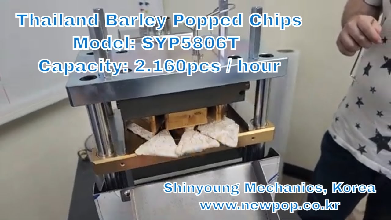 Test of SYP5806T Triangle popped chips machine _ Thailand barley used ...
