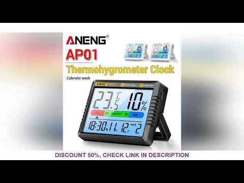 ANENG AP01 Thermometer Hygrometer Rechargeable Clock High Definition ...
