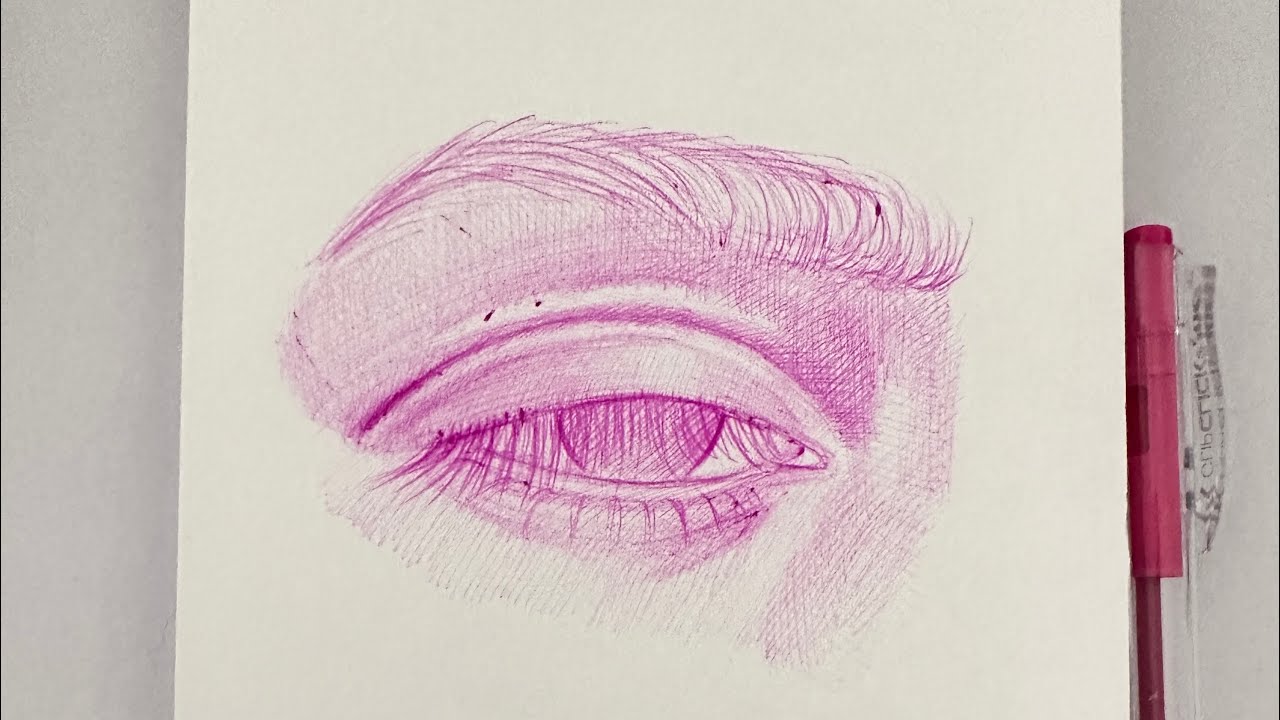 Daily Eye Drawing Pink Pen🩷 🏼 - YouTube