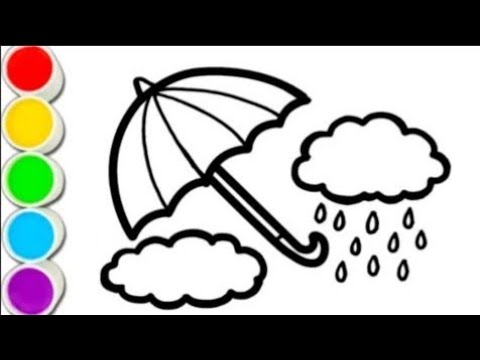 Hello kids umbrella barish Badal cute drawing#kids for painting ...