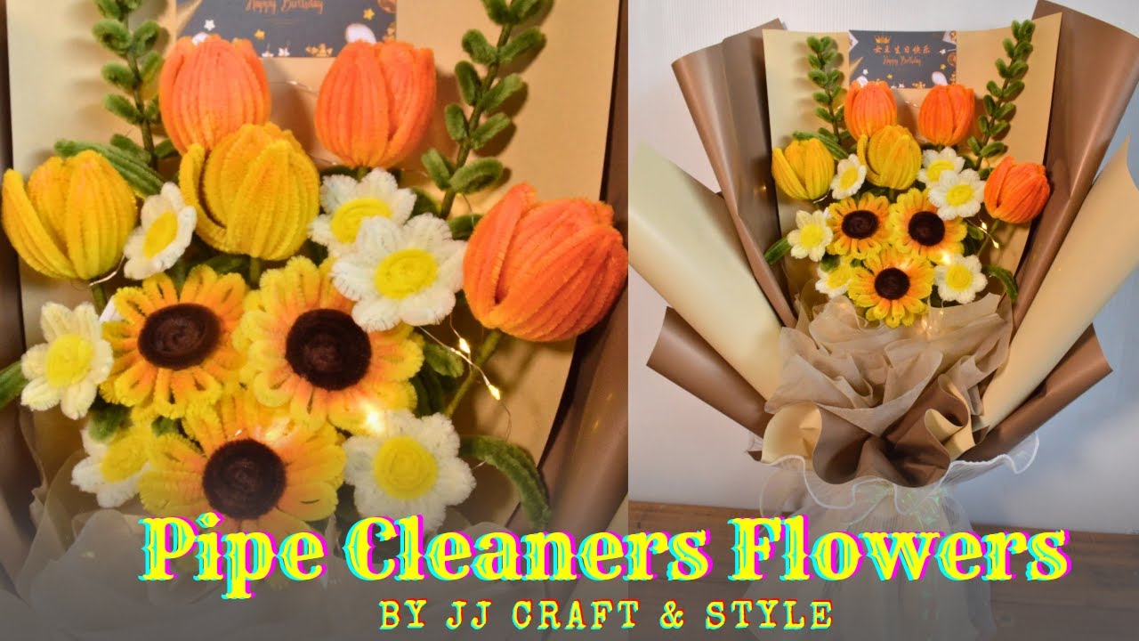 Pipe cleaner flower bouquet tutorial | Easy detailed friendly for ...