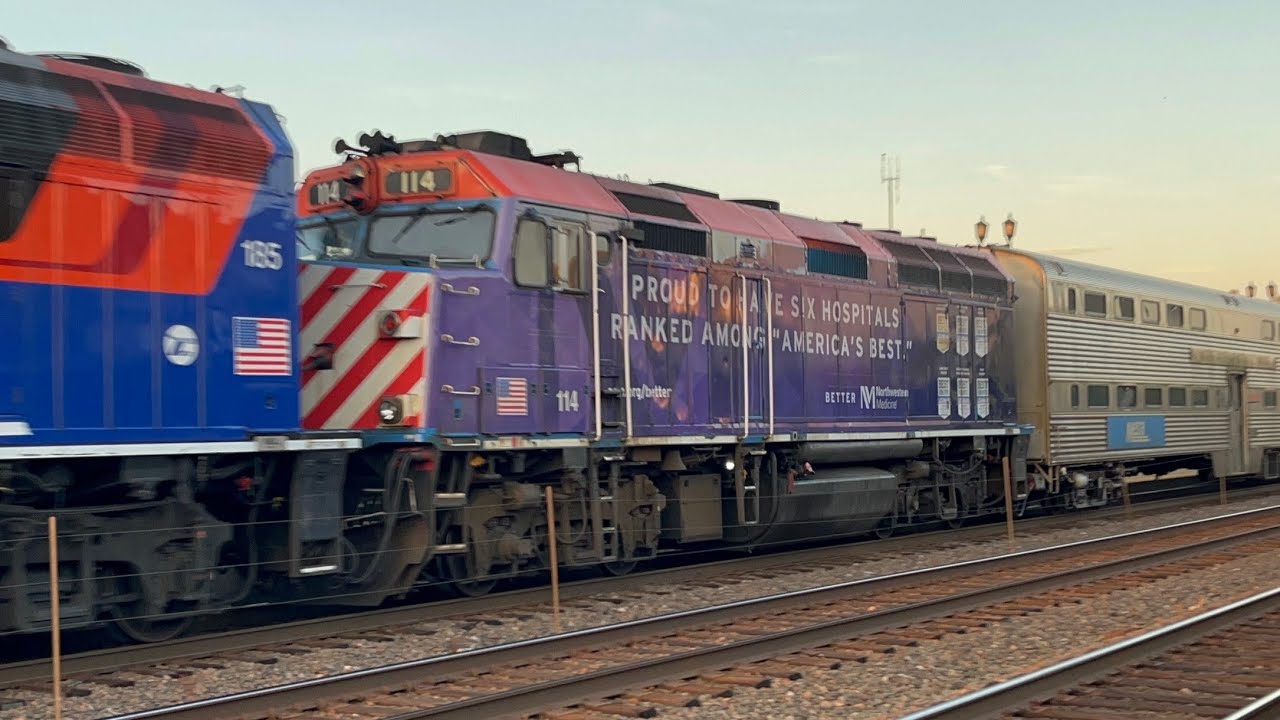Metra 114 F40ph with the Northwestern Medicine Wrap trailing on a train ...