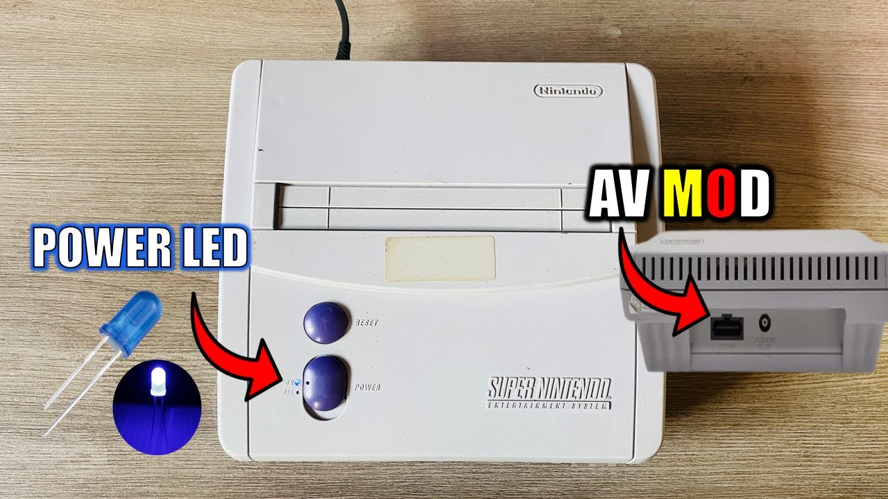 SNES BABY TUNNING AV MOD E LED POWER - YouTube