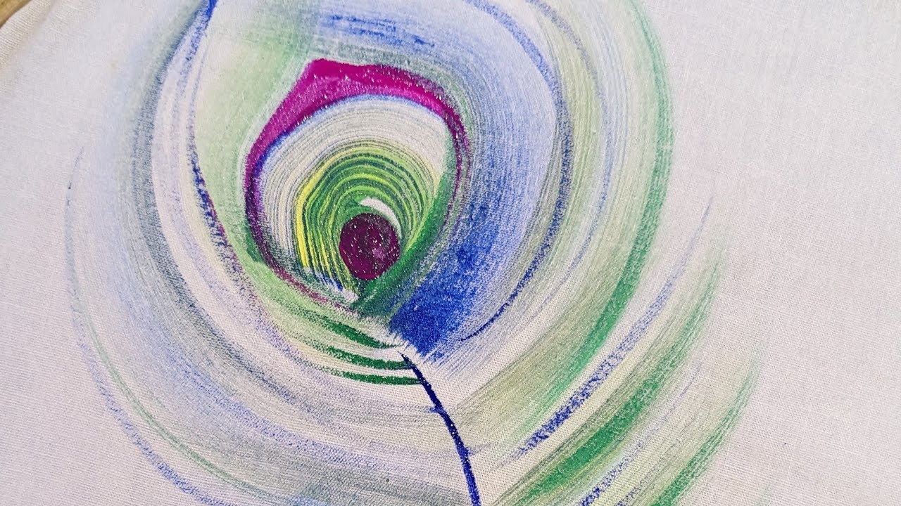 simple peacock feather fabric painting | fabric painting classes ...