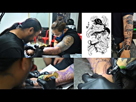 NEW TATTOO|Athokpam ink|full sleeve|japanese snake tattoo| - YouTube