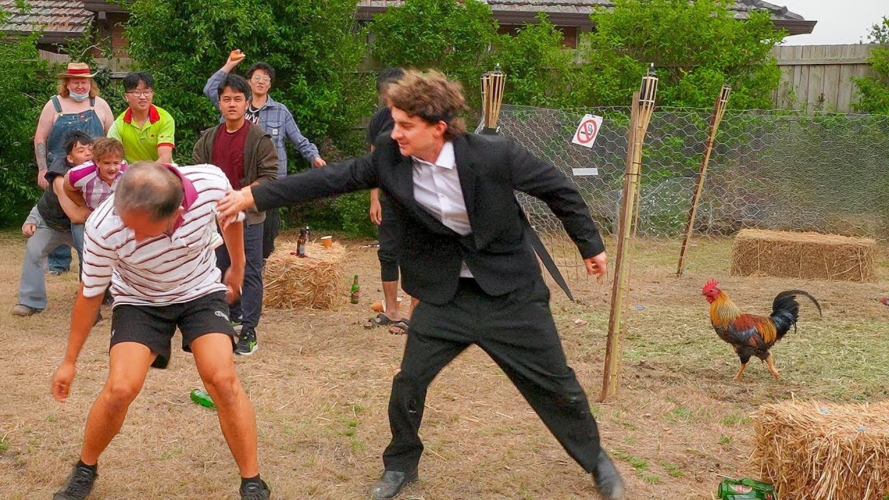 Hiring security for an ILLEGAL chicken fight prank! - YouTube